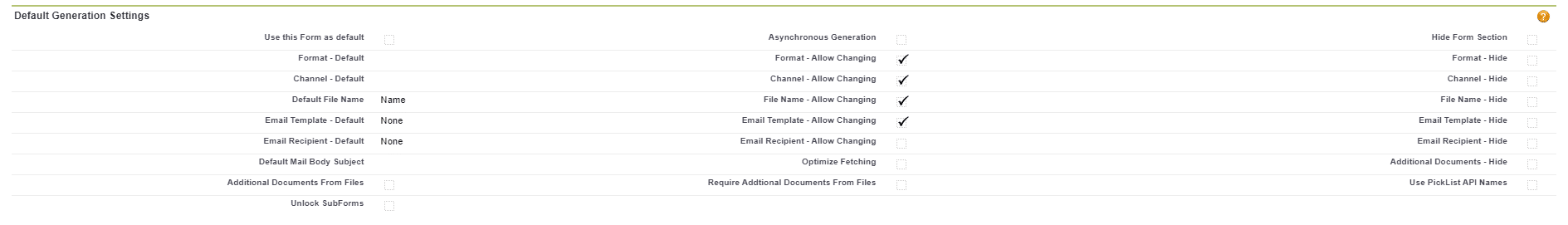 Form Default Generation Settings - Docomotion - Document Generation Solution on Salesforce